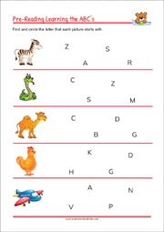Prereading and Early Reading Skills Practice Worksheets - MyHomeSchoolMath