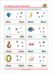 Prereading and Early Reading Skills Practice Worksheets - MyHomeSchoolMath
