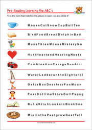 Prereading and Early Reading Skills Practice Worksheets - MyHomeSchoolMath