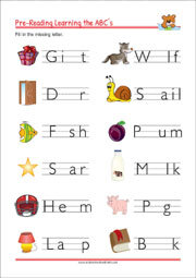 Prereading and Early Reading Skills Practice Worksheets - MyHomeSchoolMath