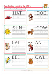 Prereading and Early Reading Skills Practice Worksheets - MyHomeSchoolMath